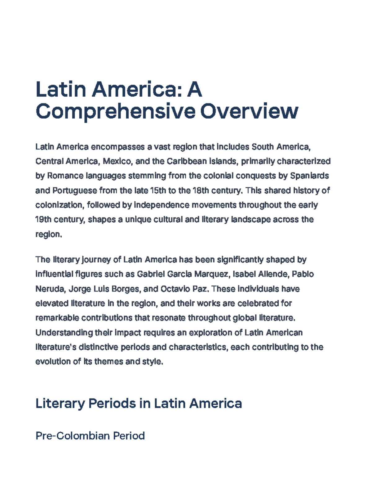 Latin- America - This shared history of colonization, followed by ...