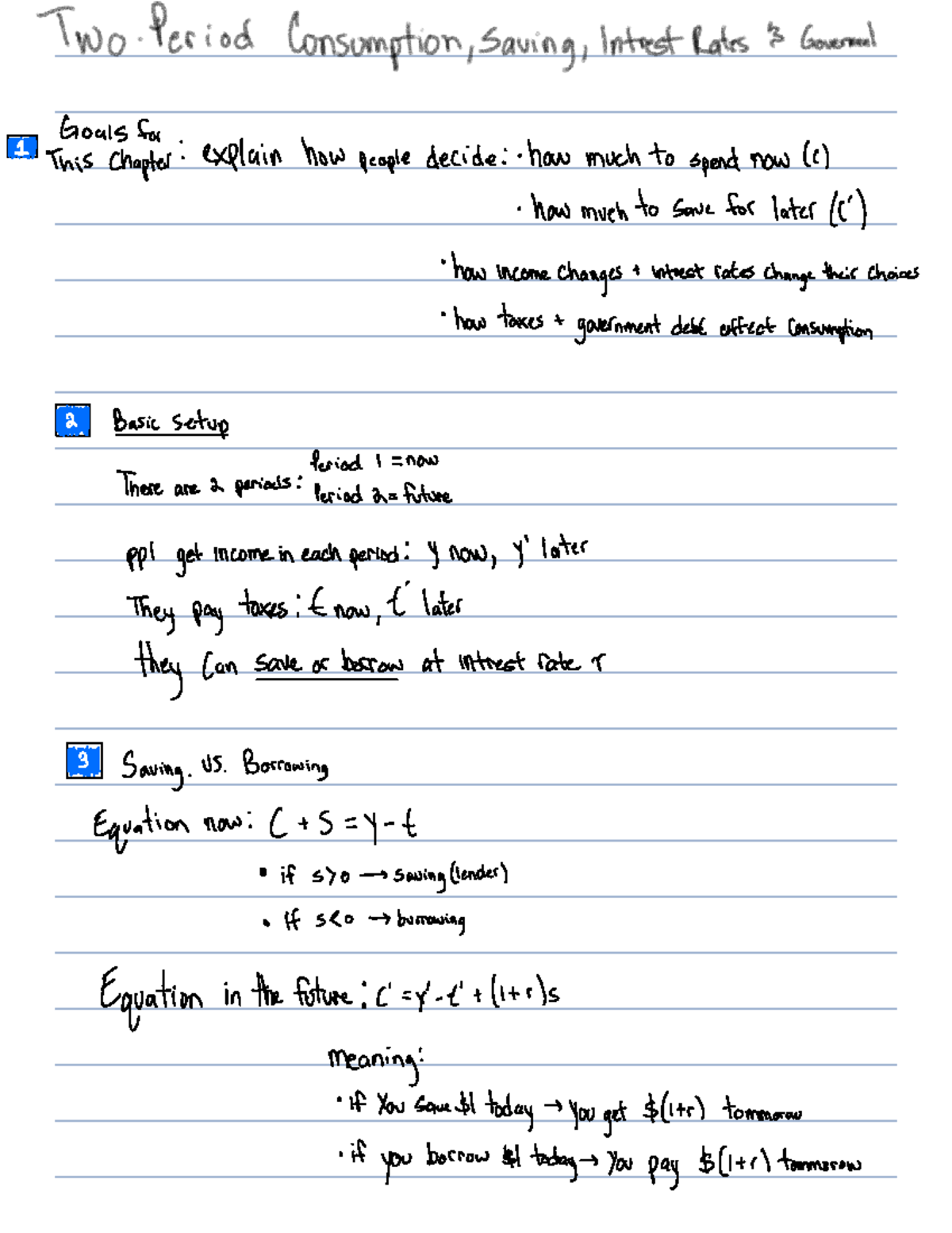 Econ 3 - Ch. 9: Two-Period Model of Consumption & Savings Decisions ...