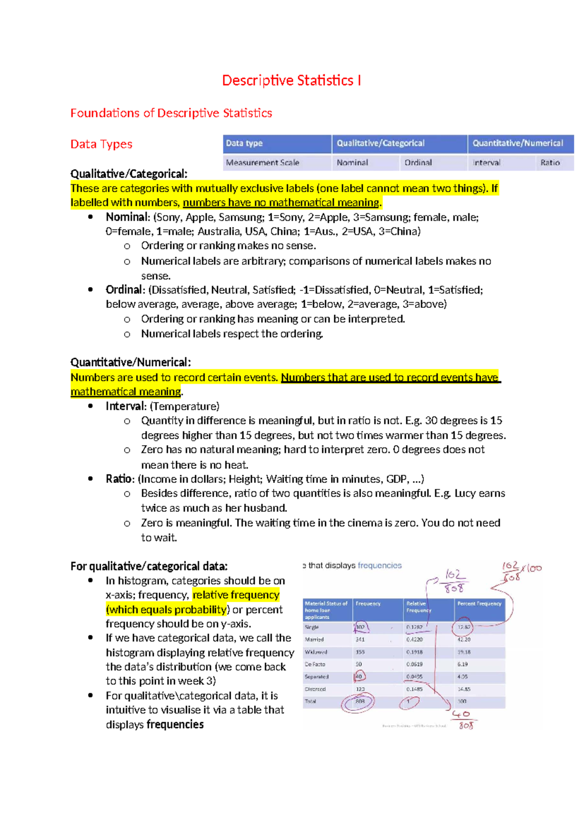 Descriptive Statistics I: Foundations and Key Concepts - Studocu