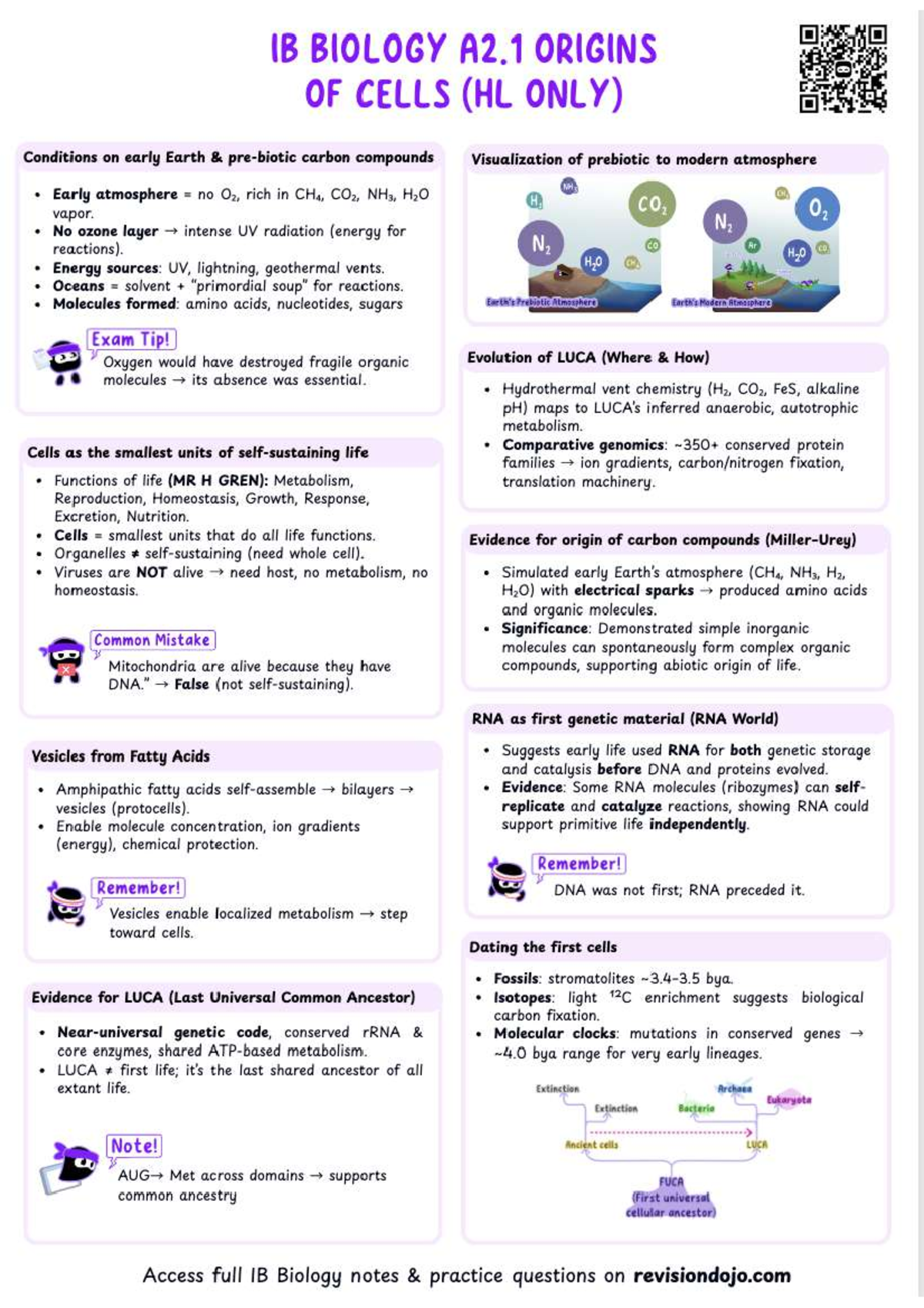 IB BIOLOGY A2.1: ORIGINS OF CELLS - Early Earth Conditions & LUCA - Studocu