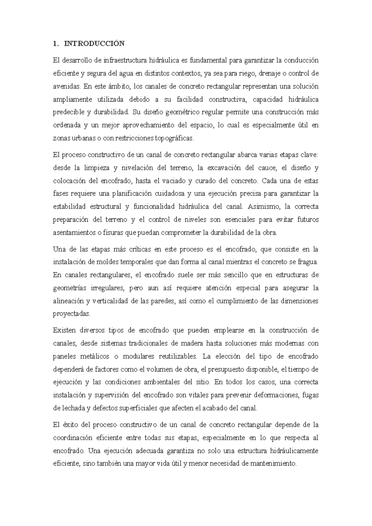 Canal Rectangular: Proceso Constructivo y Encofrado - Apuntes - Studocu
