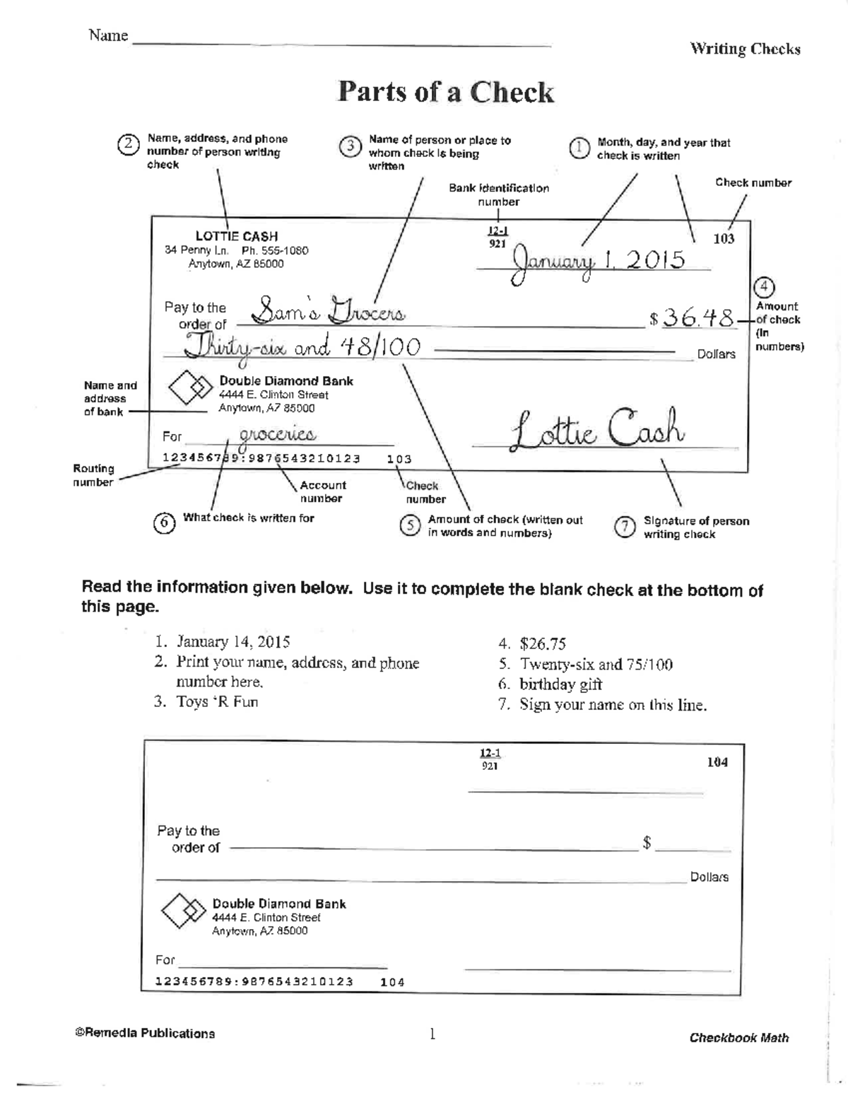 Checkbook Math: Writing and Recording Checks (DDA) - Studocu