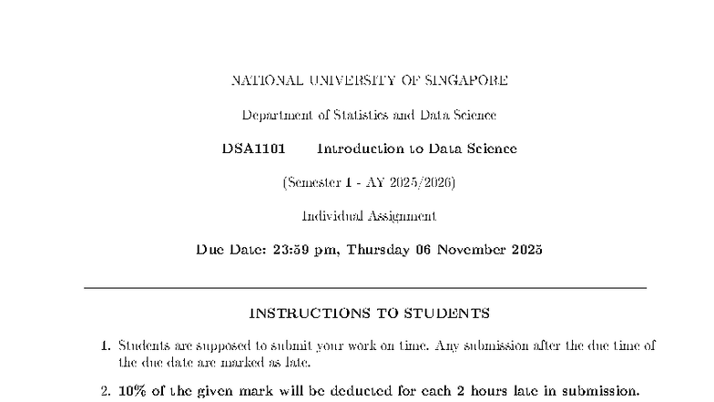 DSA1101 Assignment 2: Predicting Diabetes Statistical Report - Studocu