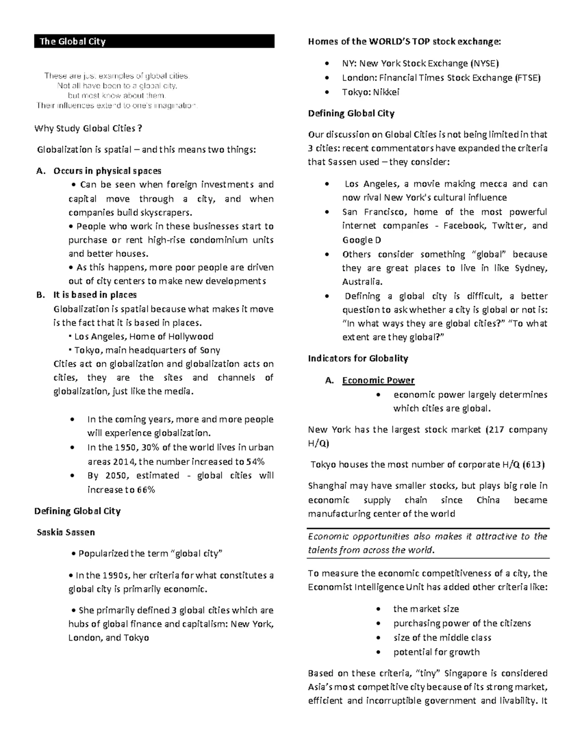 The Global City PPT Midterm - The Global City Why Study Global Cities ...