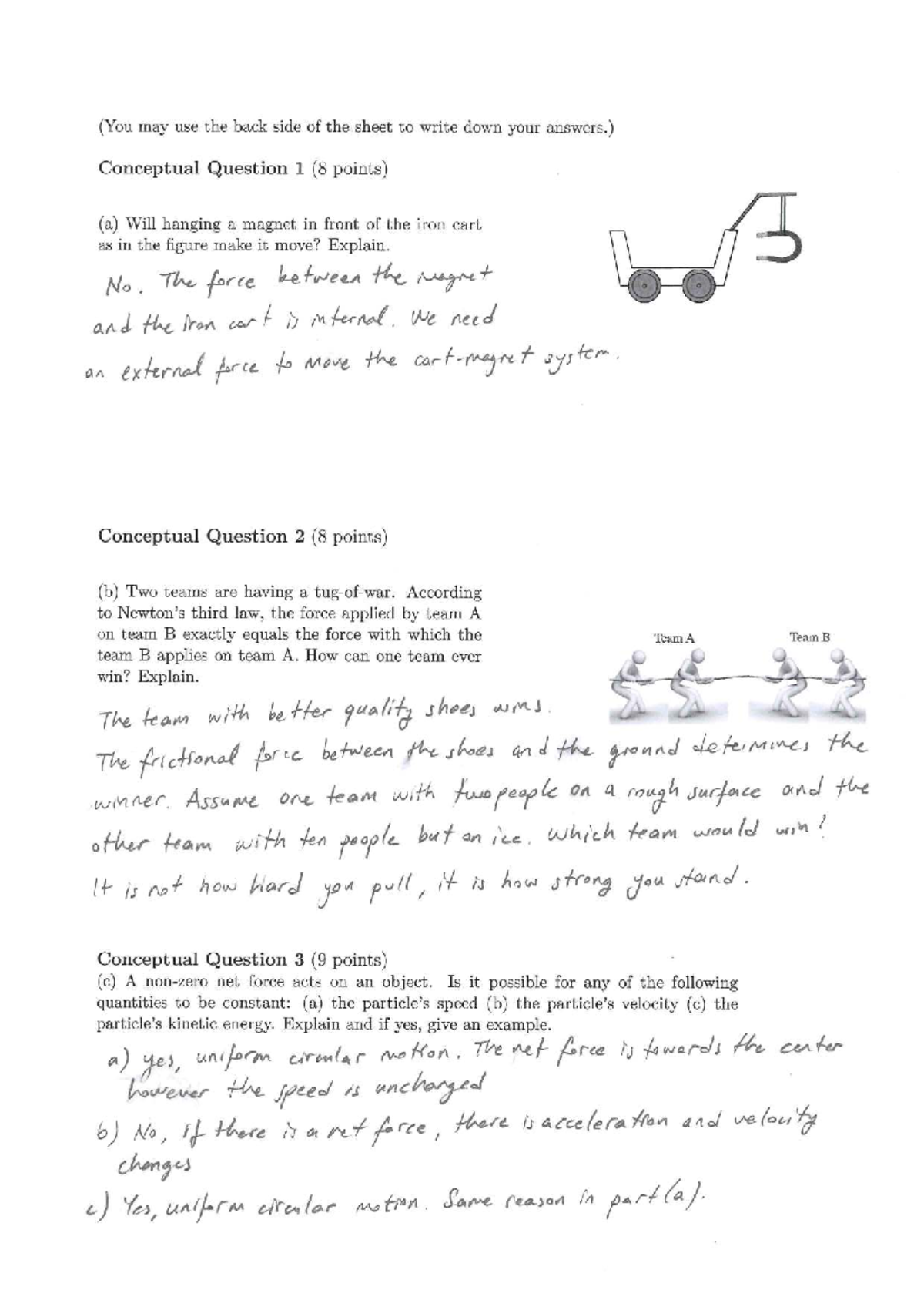 PHYS101 Fall 2011 Midterm Exam: Conceptual & Problem Questions - Studocu