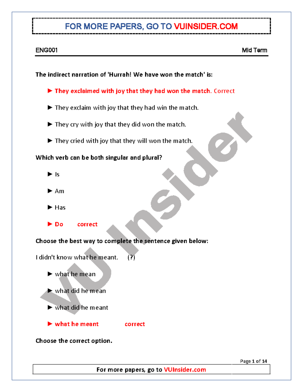 ENG001 Mid Term Exam Review: Key Concepts and Practice Questions - Studocu