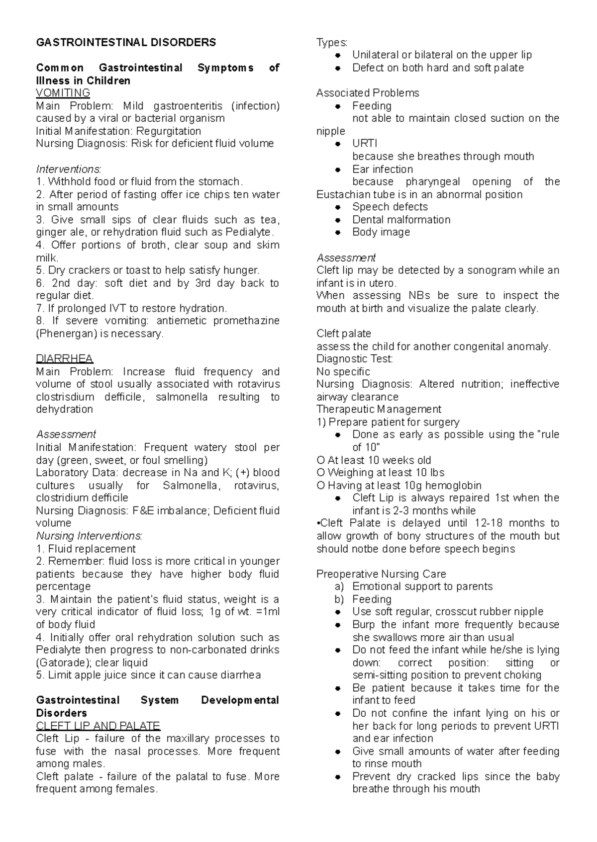 GASTROINTESTINAL DISORDERS IN CHILDREN (MED 301) - A Comprehensive ...