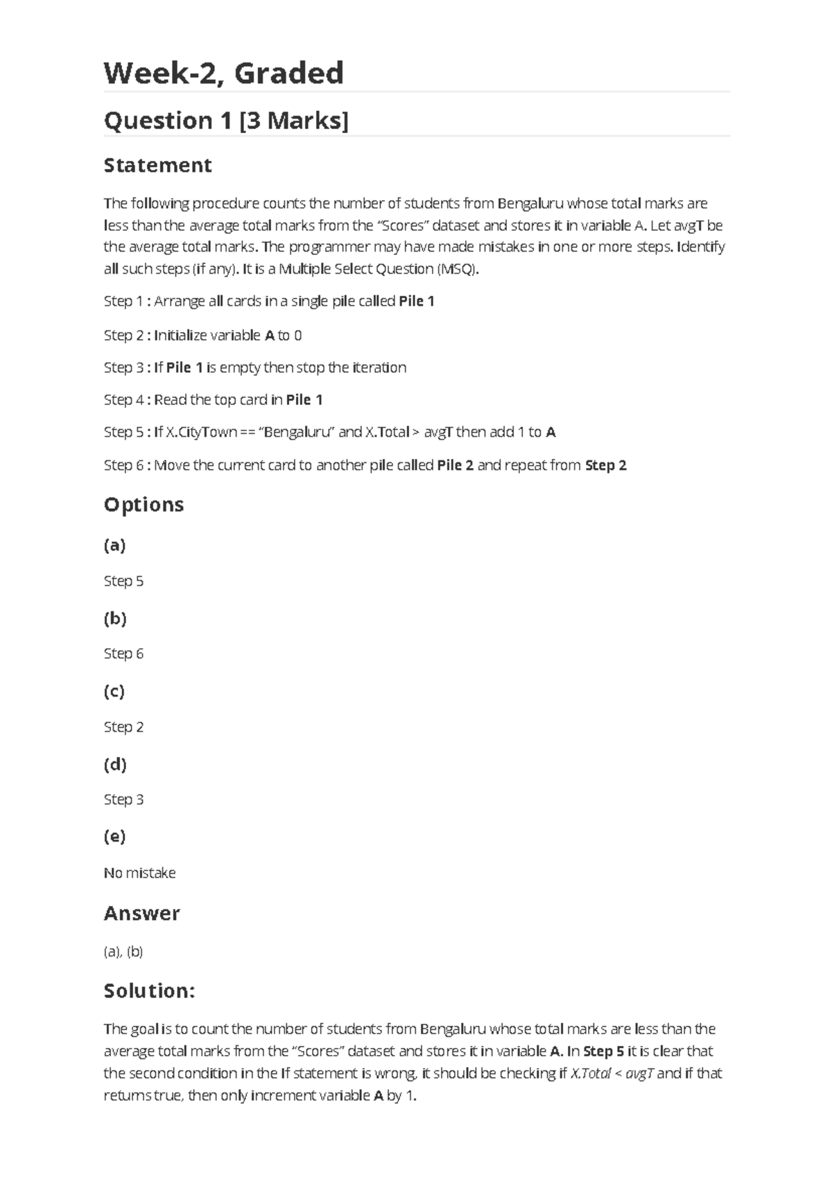 Week 2 GA - Identifying Errors in Procedures (Graded Questions) - Studocu