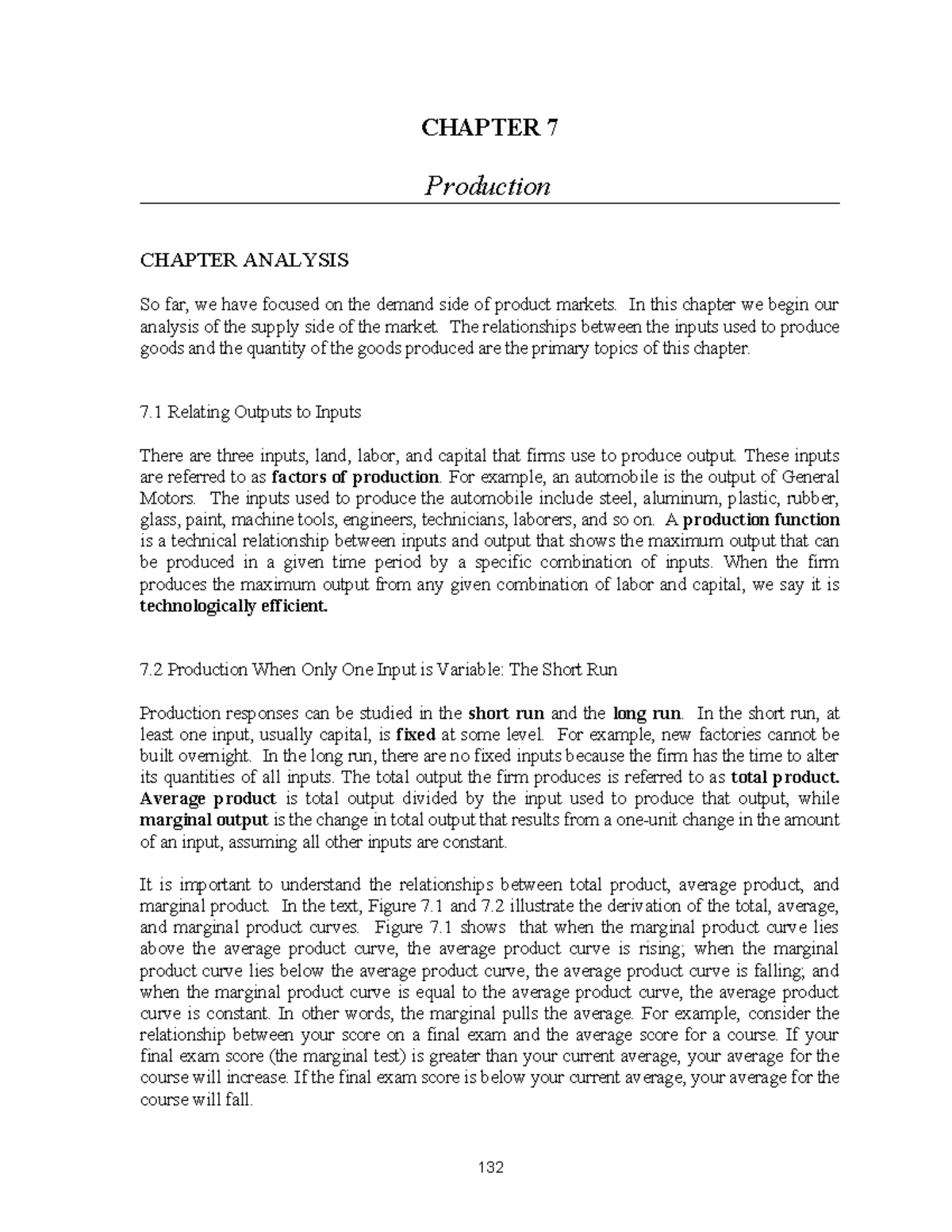 Solutions to Study Guide ch07 - CHAPTER 7 Production CHAPTER ANALYSIS So far, we have focused on ...