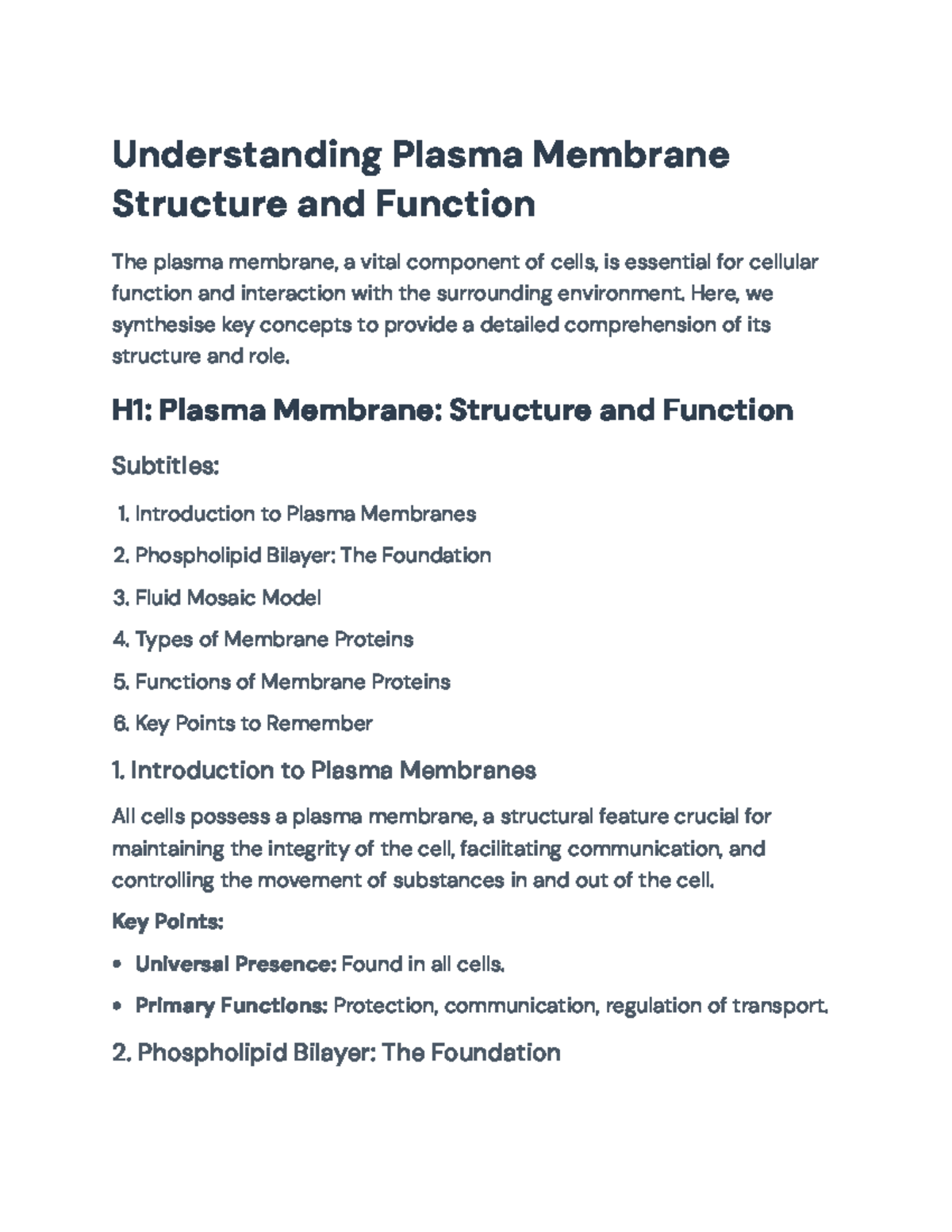 Plasma Membrane: Structure, Functions, and Key Concepts Overview ...