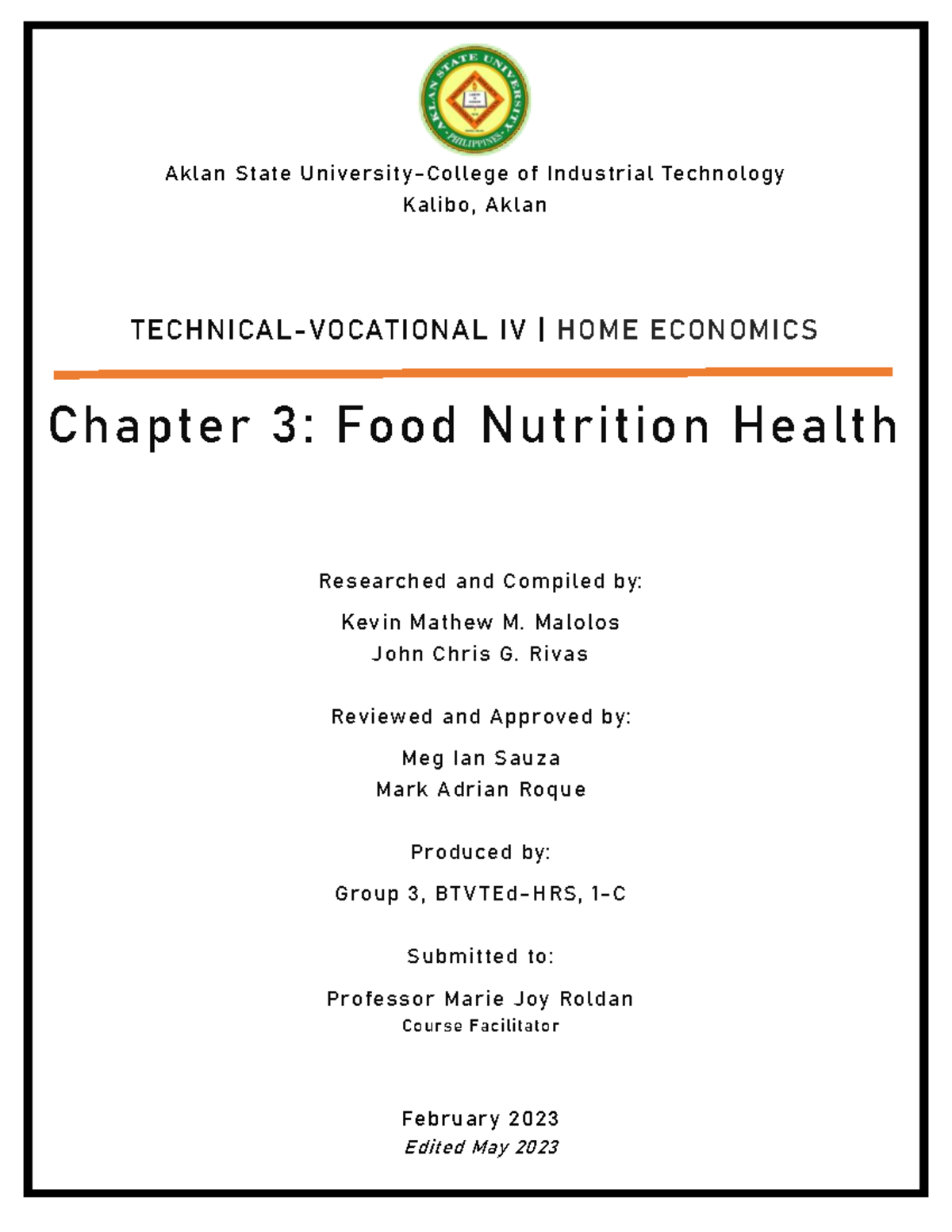IV HOME ECONOMICS Chapter 3: Food Nutrition and Health Overview - Studocu
