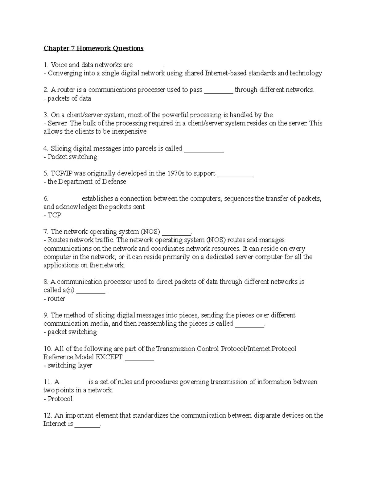 Chapter 7 Homework Questions - Chapter 7 Homework Questions Voice and ...