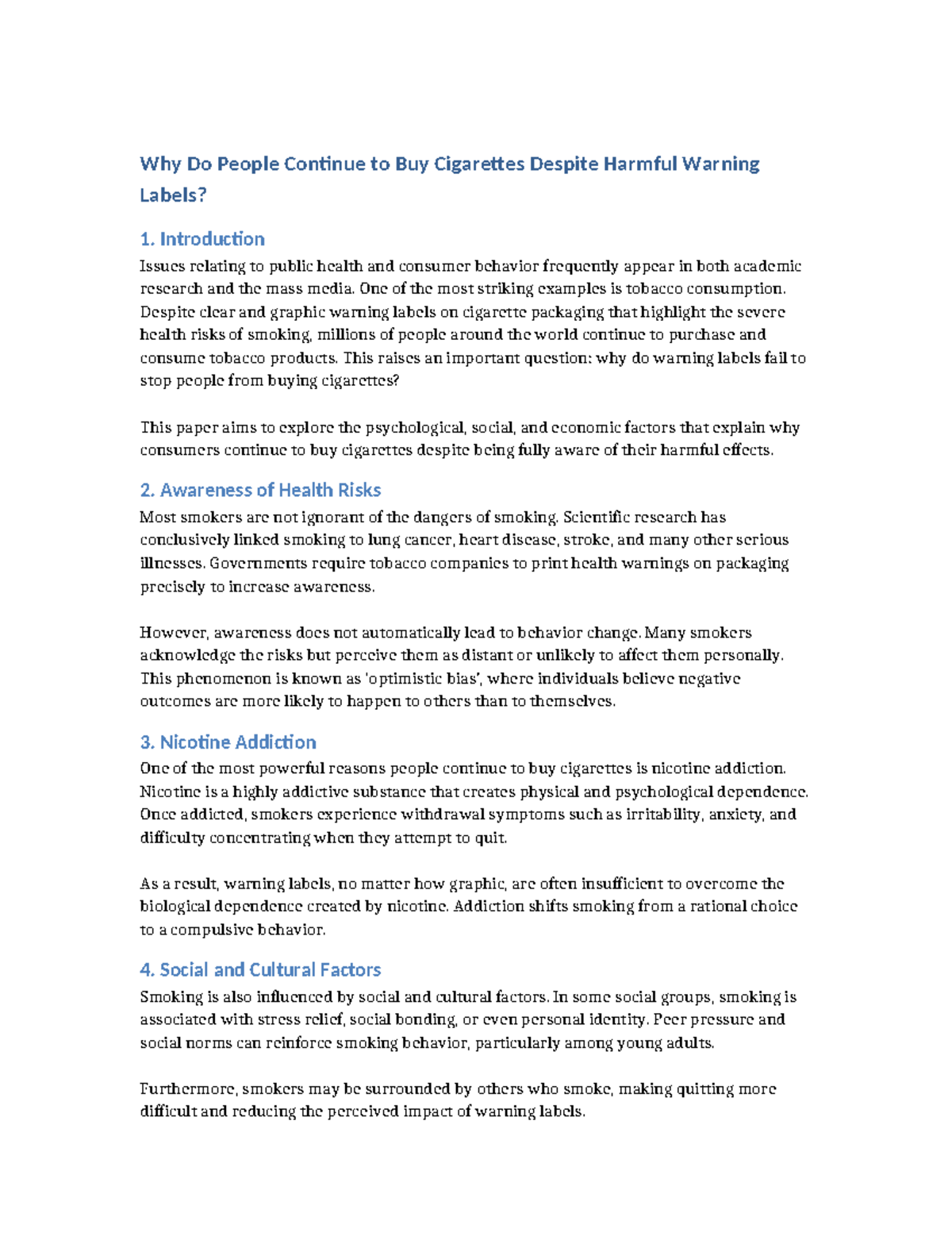 Why People Still Buy Cigarettes: An Analysis of Consumer Behavior - Studocu