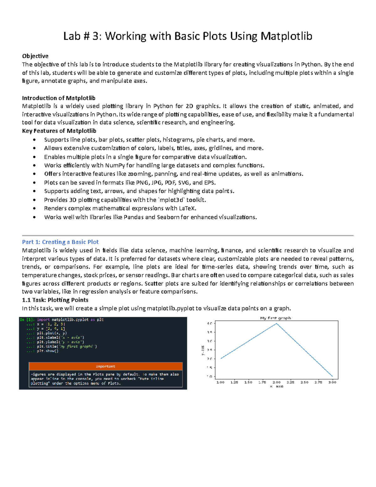Lab 3: Introduction to Matplotlib for Basic Plotting in Python - Studocu