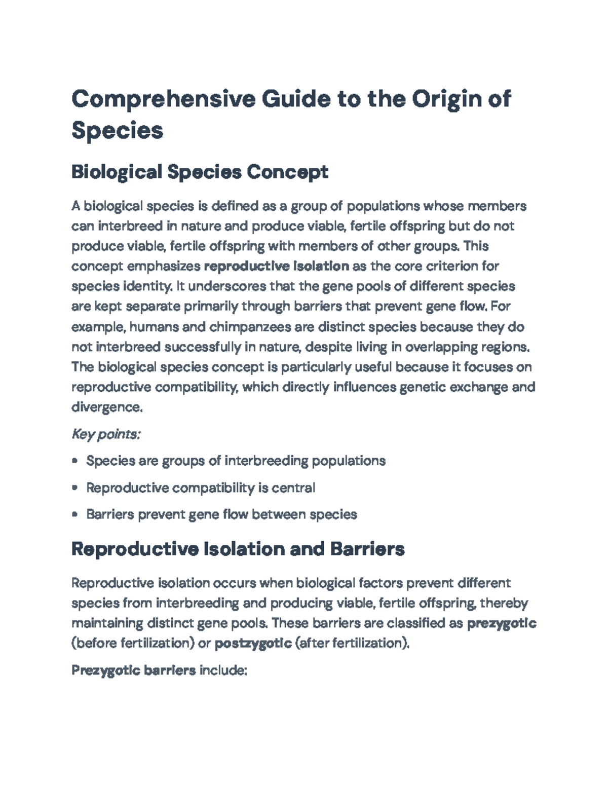 Comprehensive Guide to Speciation Mechanisms and Processes (BIO 101 ...