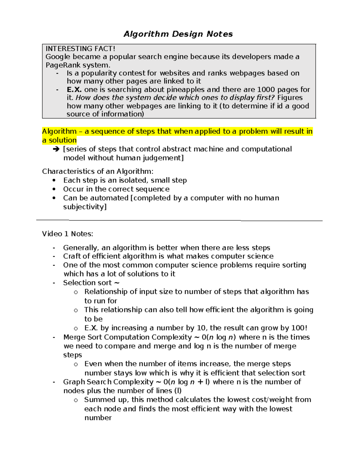Algorithm Design Notes - Algorithm Design Notes INTERESTING FACT ...