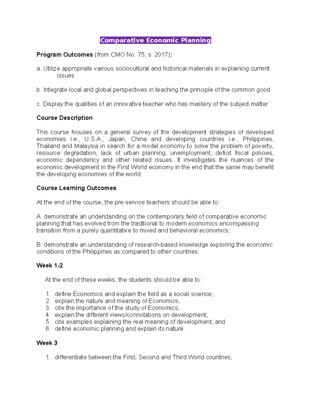 Comparative Economic Planning Strategies For Development Poverty