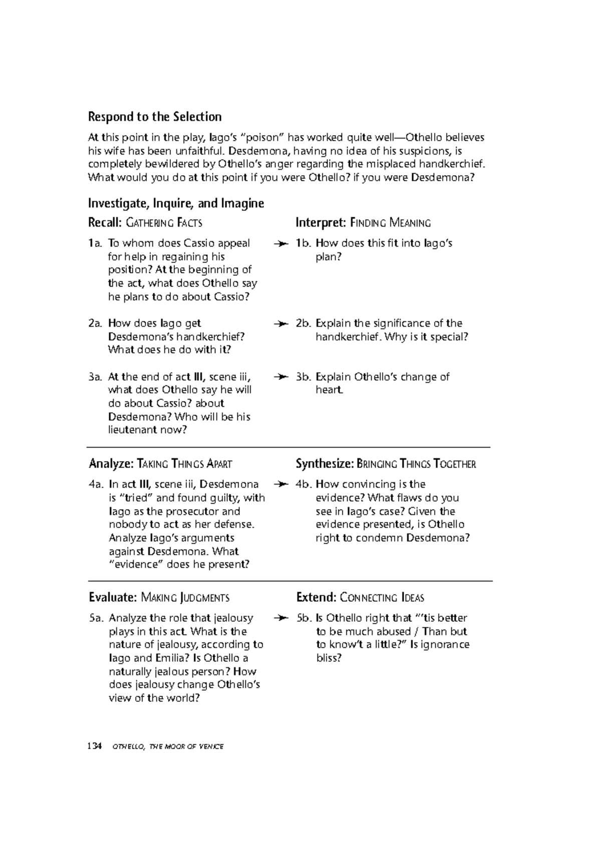 Othello - Act III Analysis Questions and Discussions - Studocu