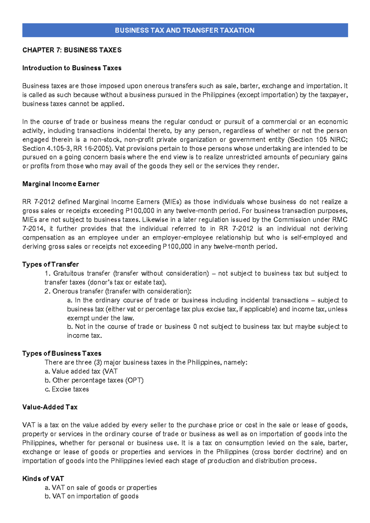 Chapter 7: Business Taxes and Their Implications - Studocu