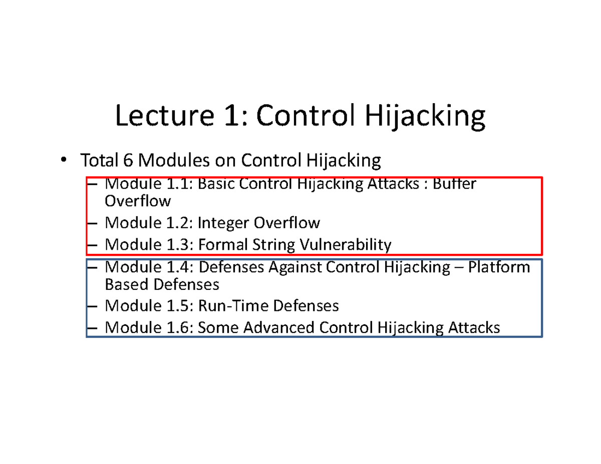 CSS3 - I am sharing some notes - Lecture 1: Control Hijacking • Total 6 ...