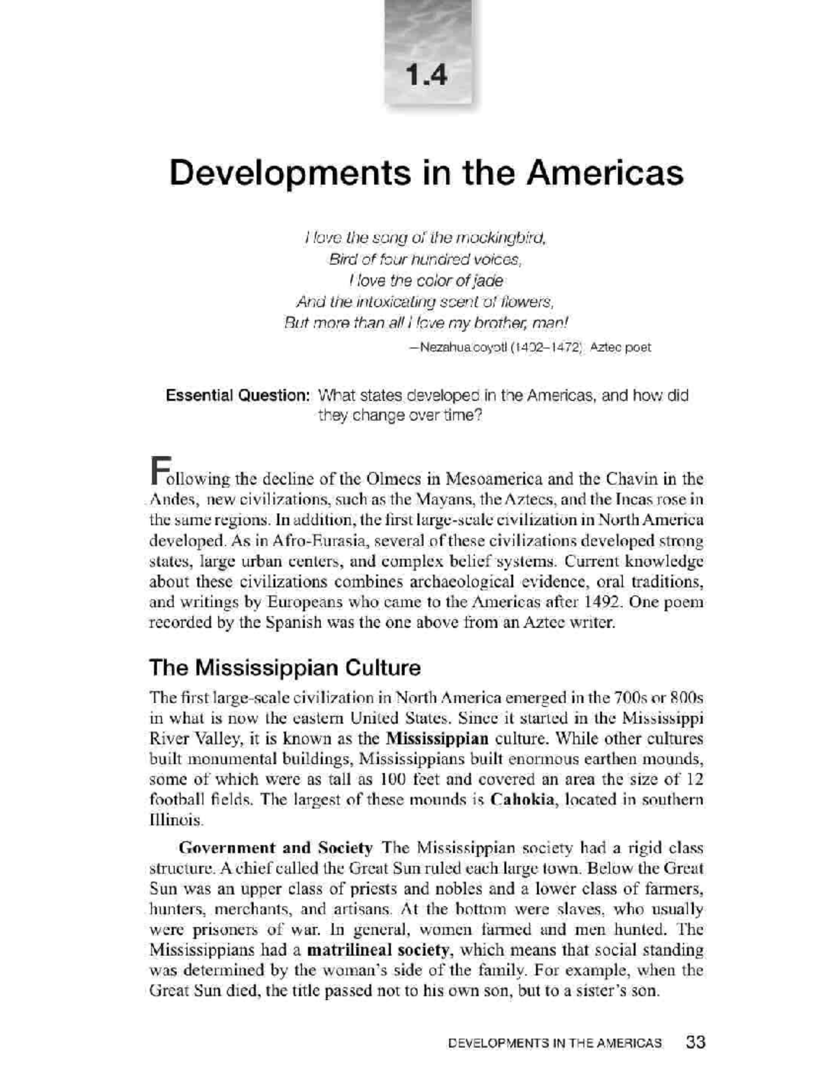 Developments in the Americas: Civilizations and Changes (HIST 1.4 ...