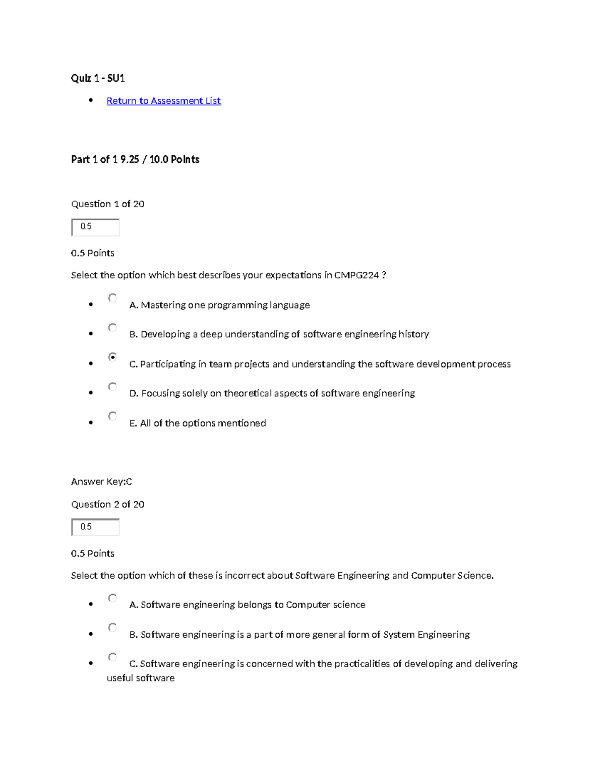 Quiz 1 - CMPG224: Essential Questions for Exam Preparation - Studocu