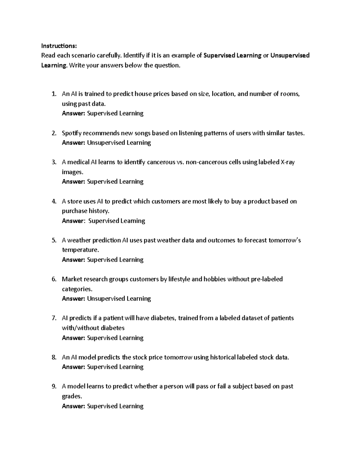 Type of Learning Activity: Supervised vs. Unsupervised Learning ...