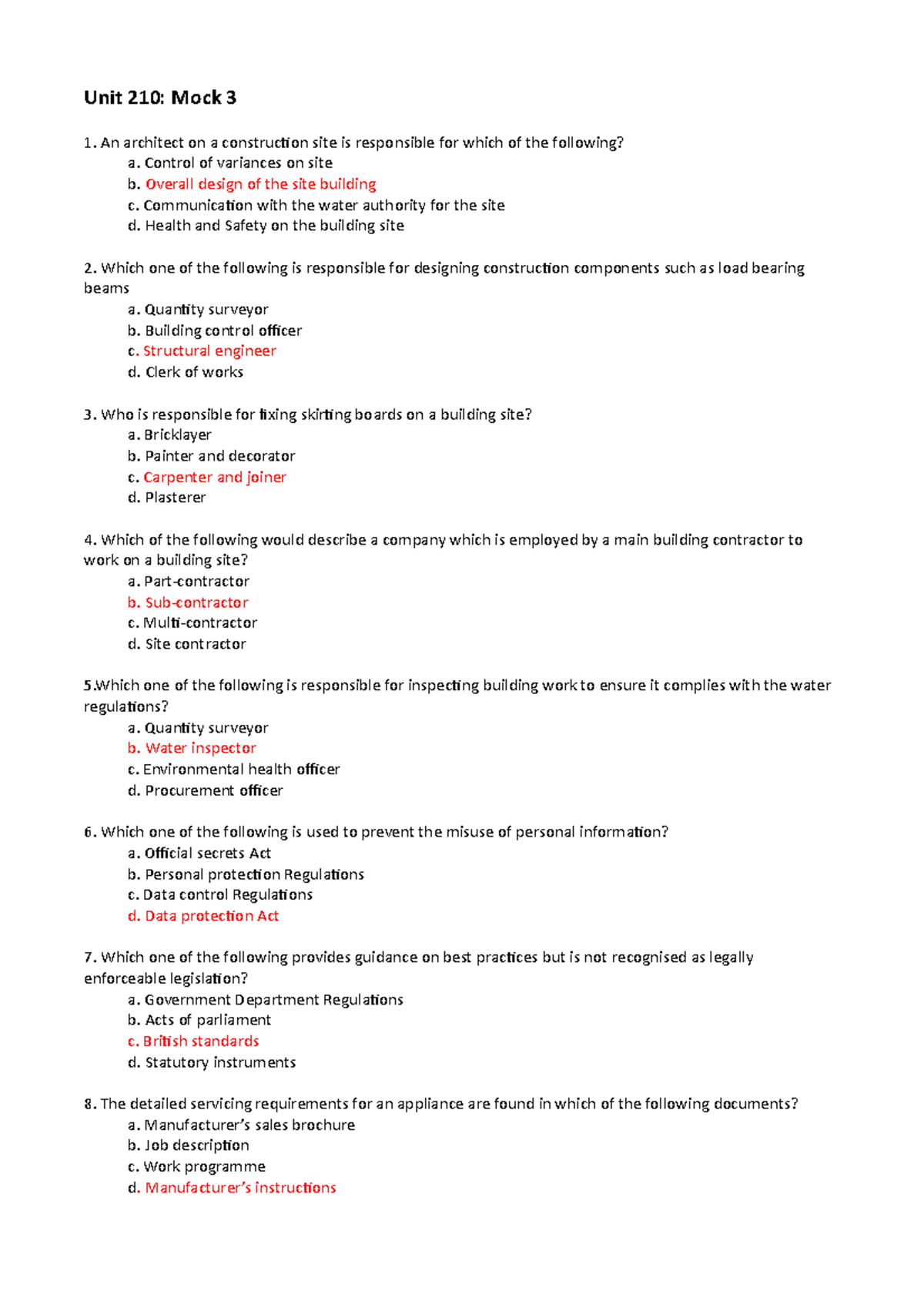 Unit 210 Mock Exam 3 - Answers and Explanation Guide - Studocu