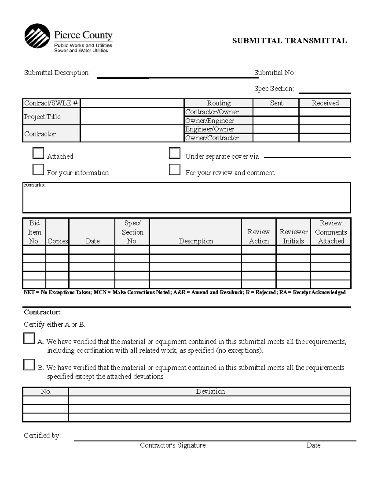 Construction Submittal Transmittal Form Template for Projects - Studocu