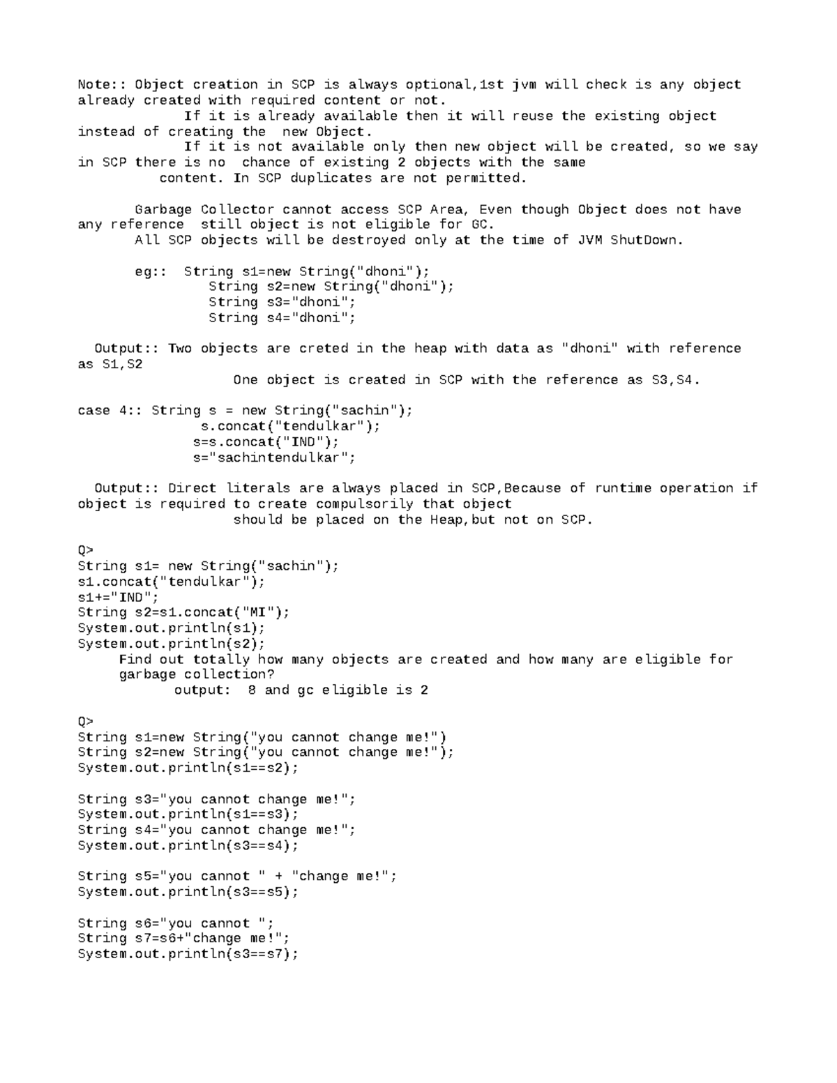SCP Concepts: Object Creation, Memory Management & Immutability - Studocu