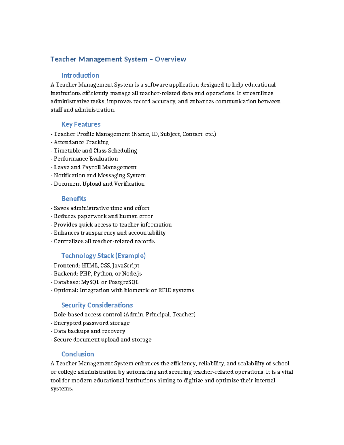 Teacher Management System Overview: Key Features & Benefits - Studocu