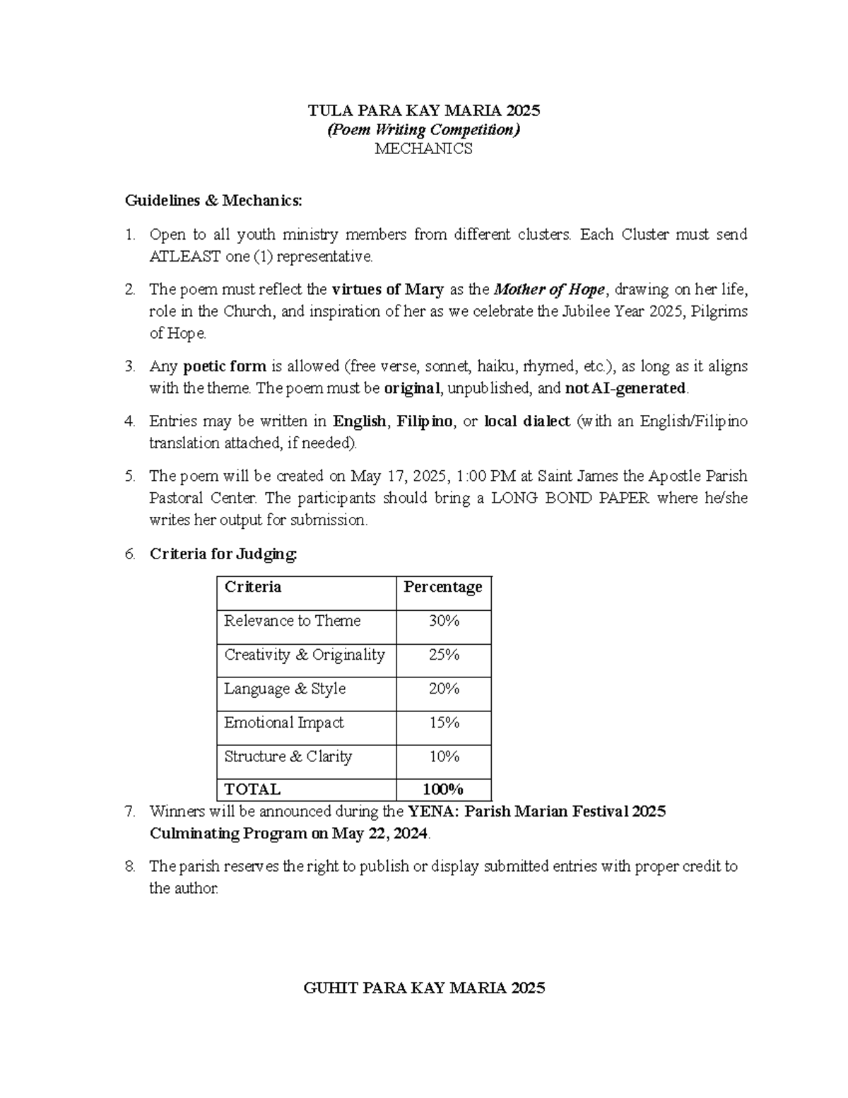 YENA 2025: Mechanics and Guidelines for Competitions and Events - Studocu