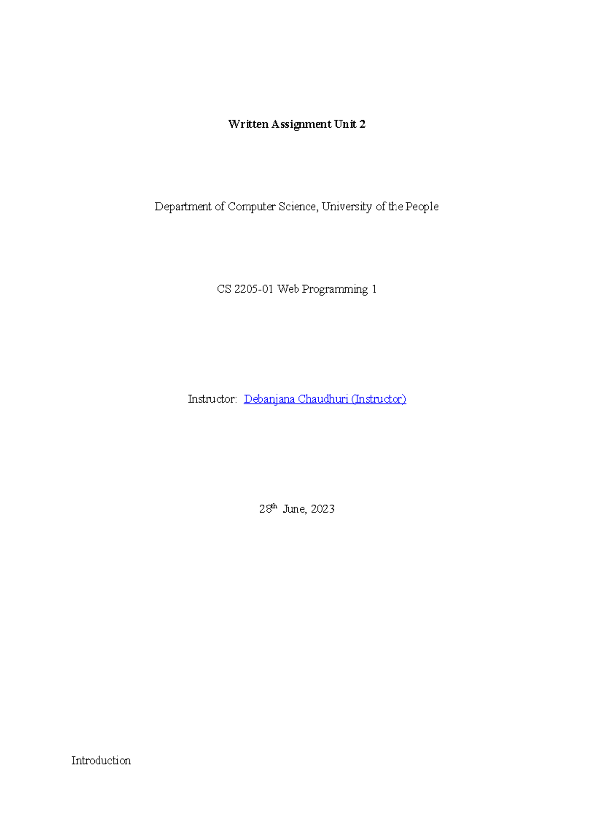 CS 2205-01 Programming Assignment Unit 2 Overview - Studocu