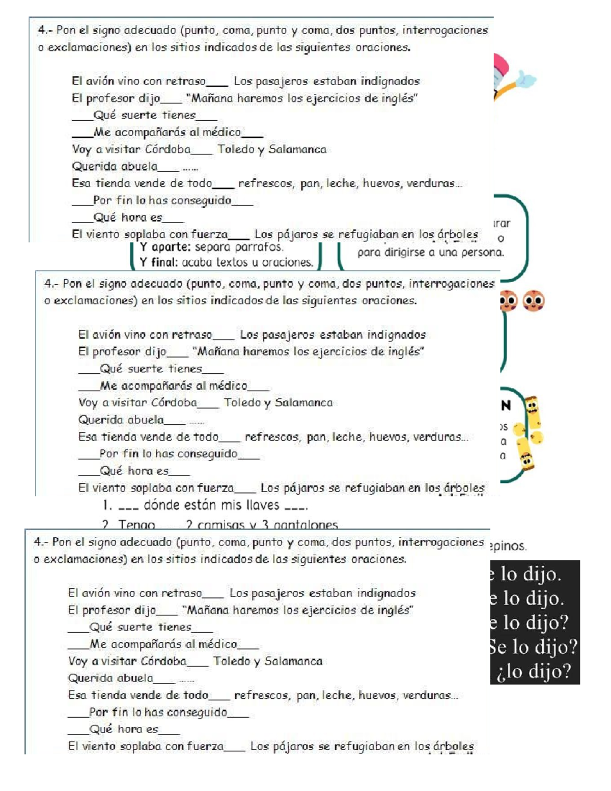 Uso de los signos de puntuación en oraciones - Ejercicios y ejemplos ...
