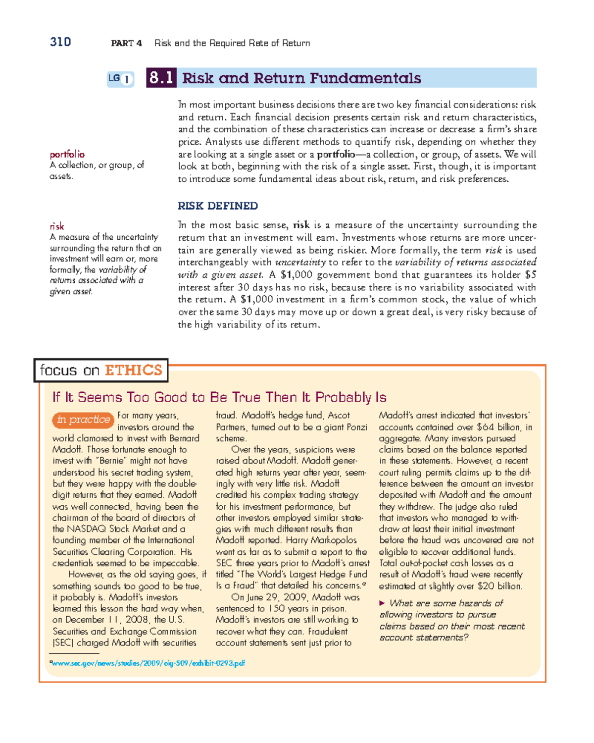 310 PART 4 Risk and Return: Understanding Risk and Return Fundamentals ...