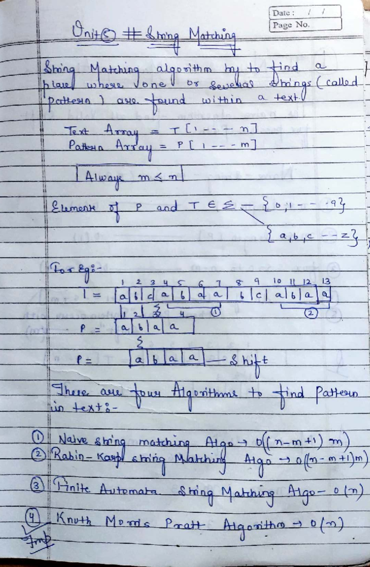 String Matching Algorithms: A Comprehensive Overview (CS101) - Studocu