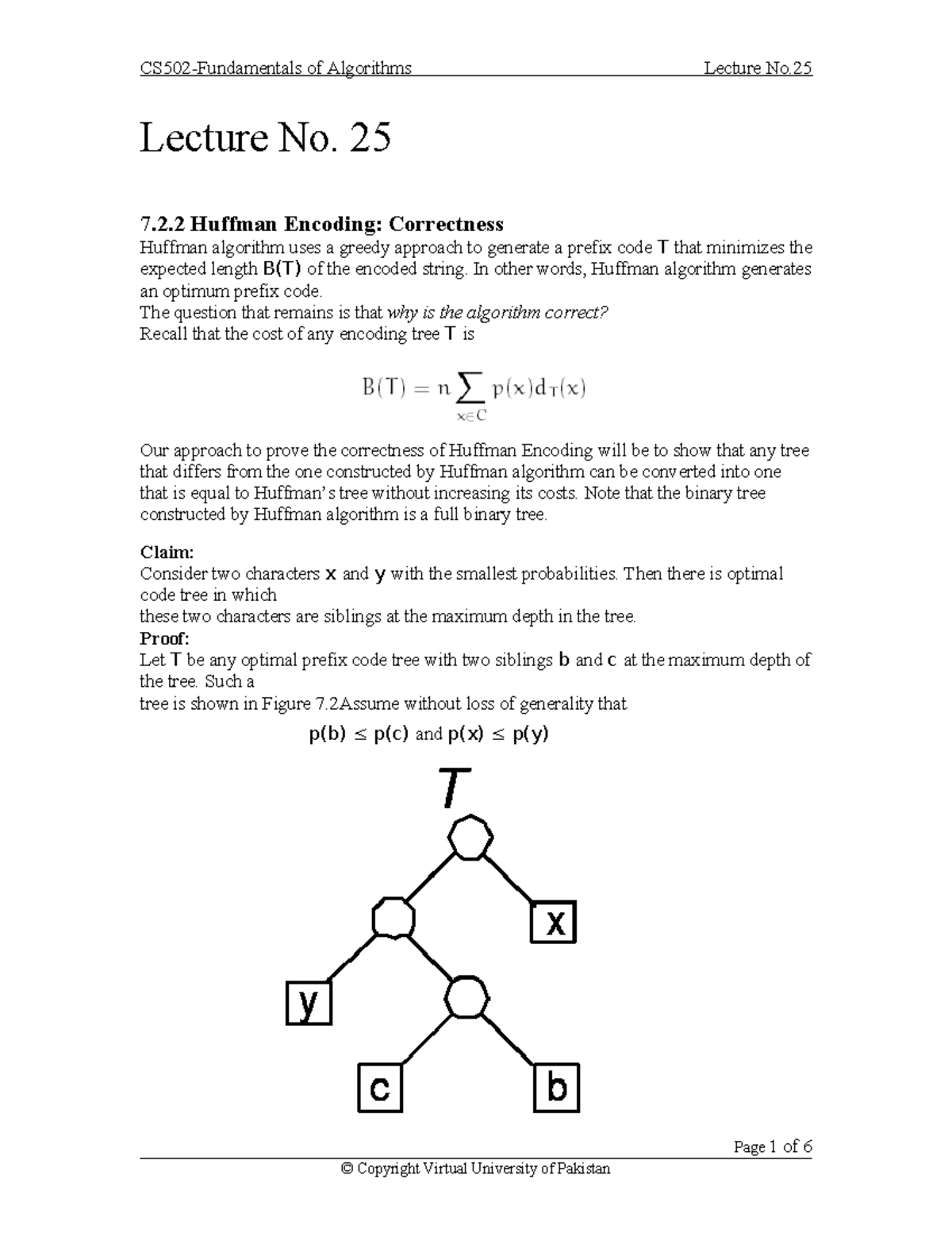 Algorithms Lecture 25: Huffman Encoding and Activity Selection - Studocu