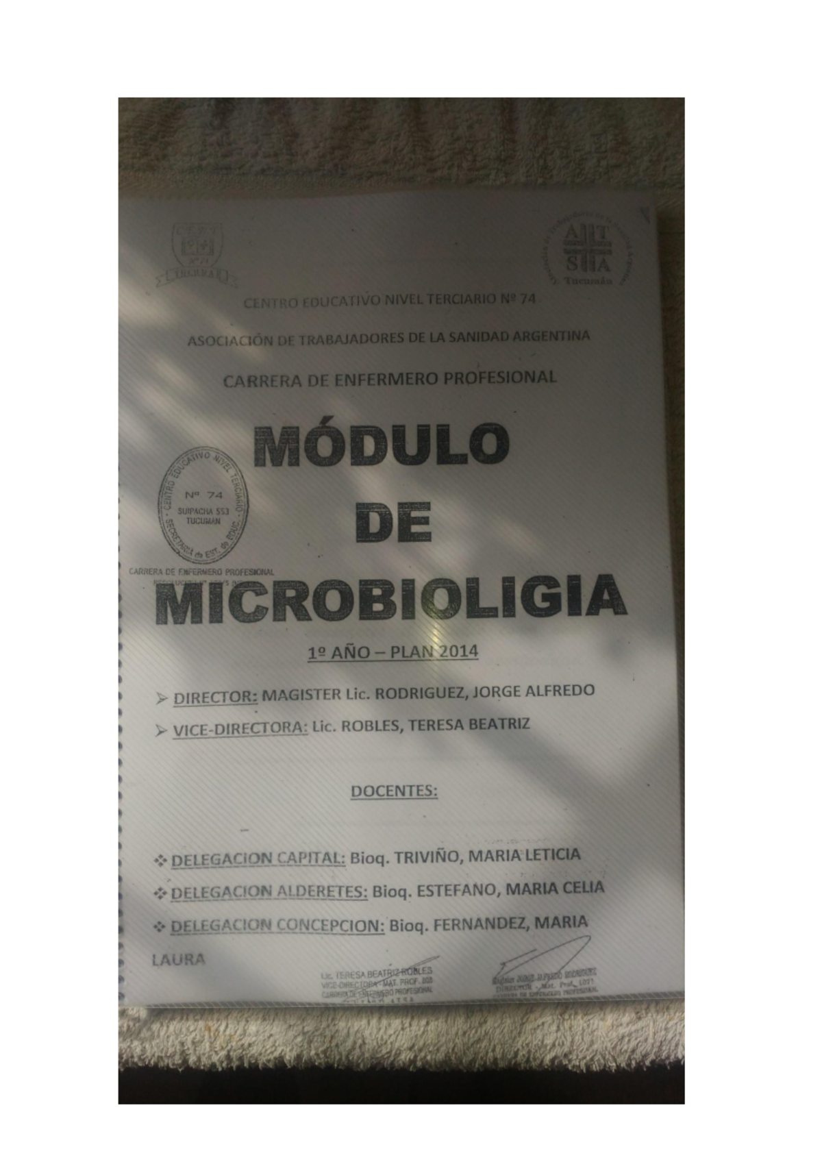 Modulo Microbiología y Parasitología - Curso Enfermería Prof. 74 - Studocu
