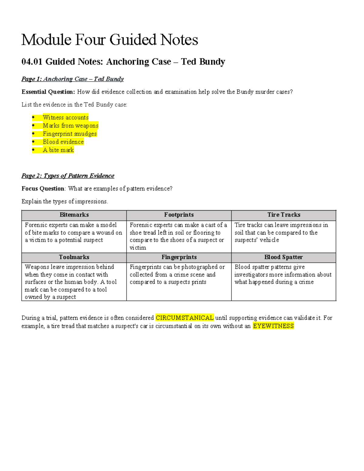 Module 4 Guided Notes: Forensic Evidence Analysis Techniques - Studocu