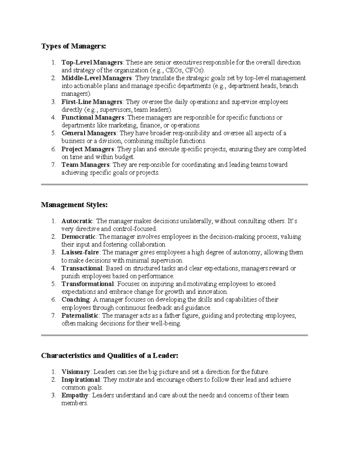 Types of Managers - Types of Managers: Top-Level Managers: These are ...