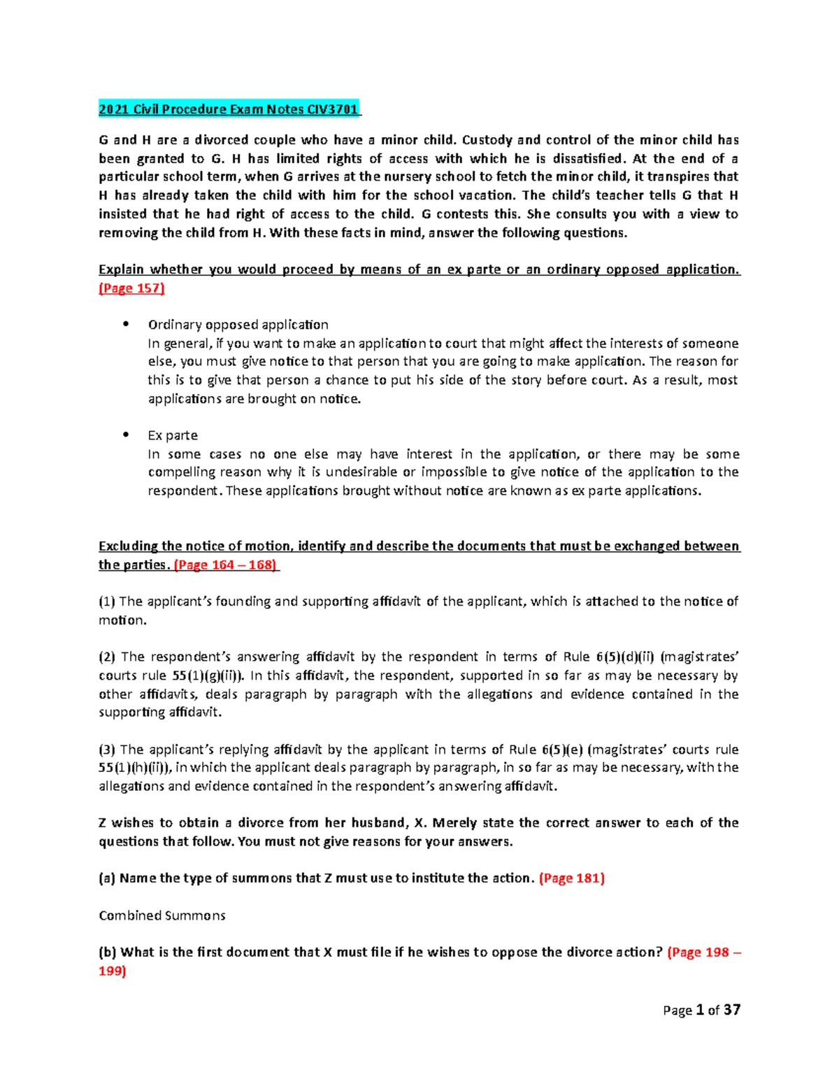 High Court Rules: Summons, Pleadings & Declarations Overview - Studocu