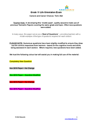 Grade 11 Life Orientation Revision notes - LIFE ORIENTATION GRADE 11 ...