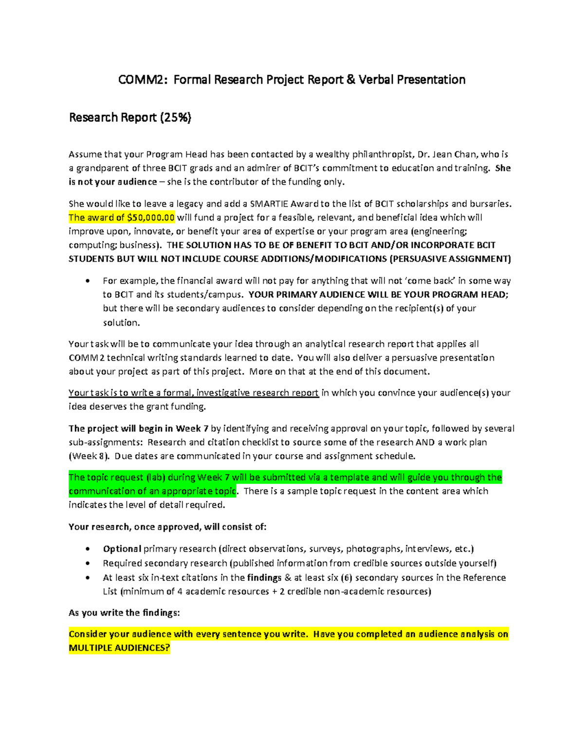 COMM2 Formal Research Report Project Overview for FALL 23 - Studocu