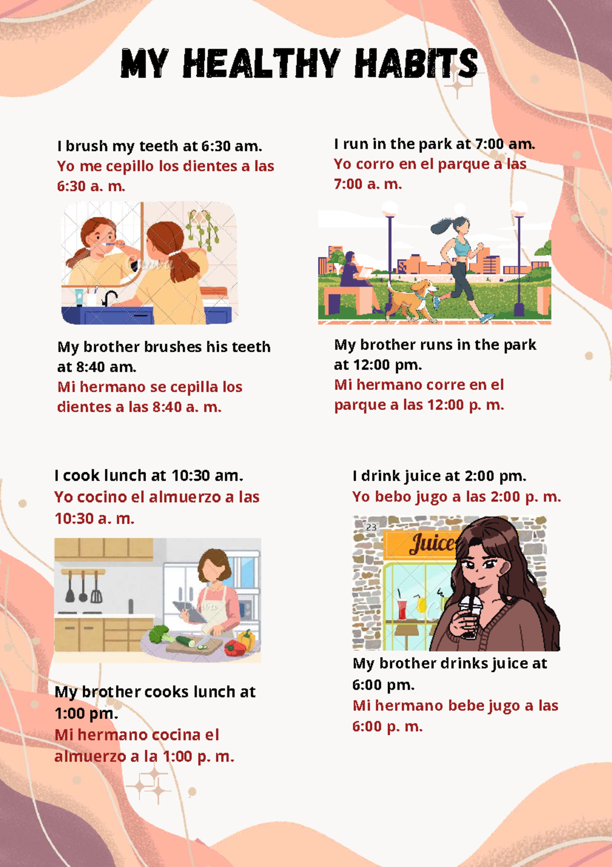 Healthy Habits: Daily Routines in English & Spanish (2025) - Studocu