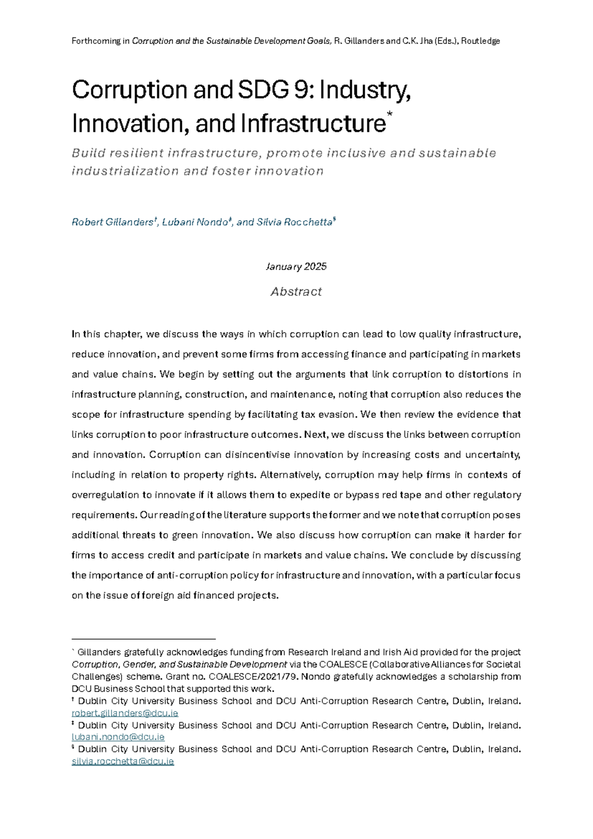 Ssrn-5090045 - note for student - Corruption and SDG 9: Industry ...