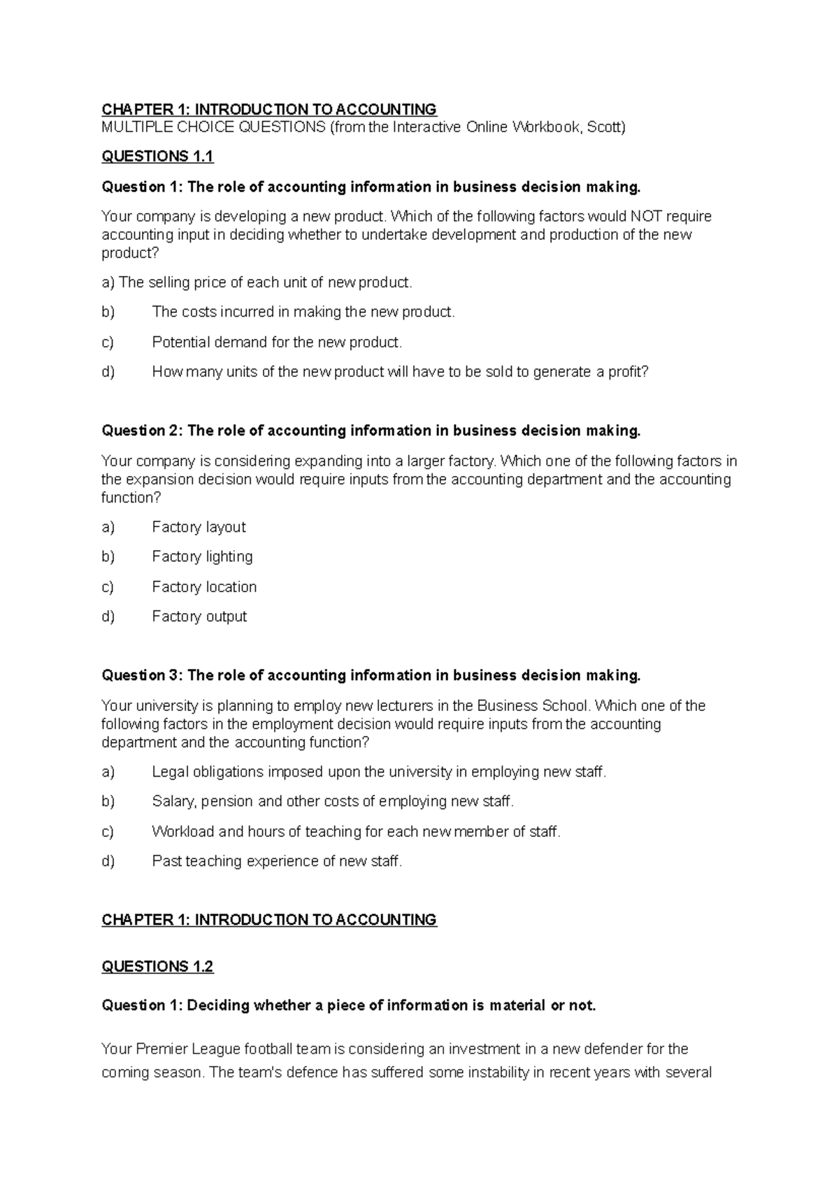 Financial MCQs: Accounting Principles and Decision Making Techniques ...