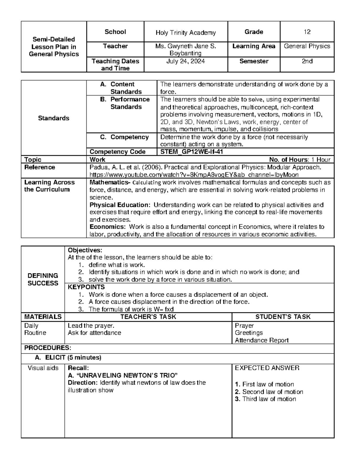 WORK - Final-LP - Understanding Work in General Physics (STEM_GP12WE ...