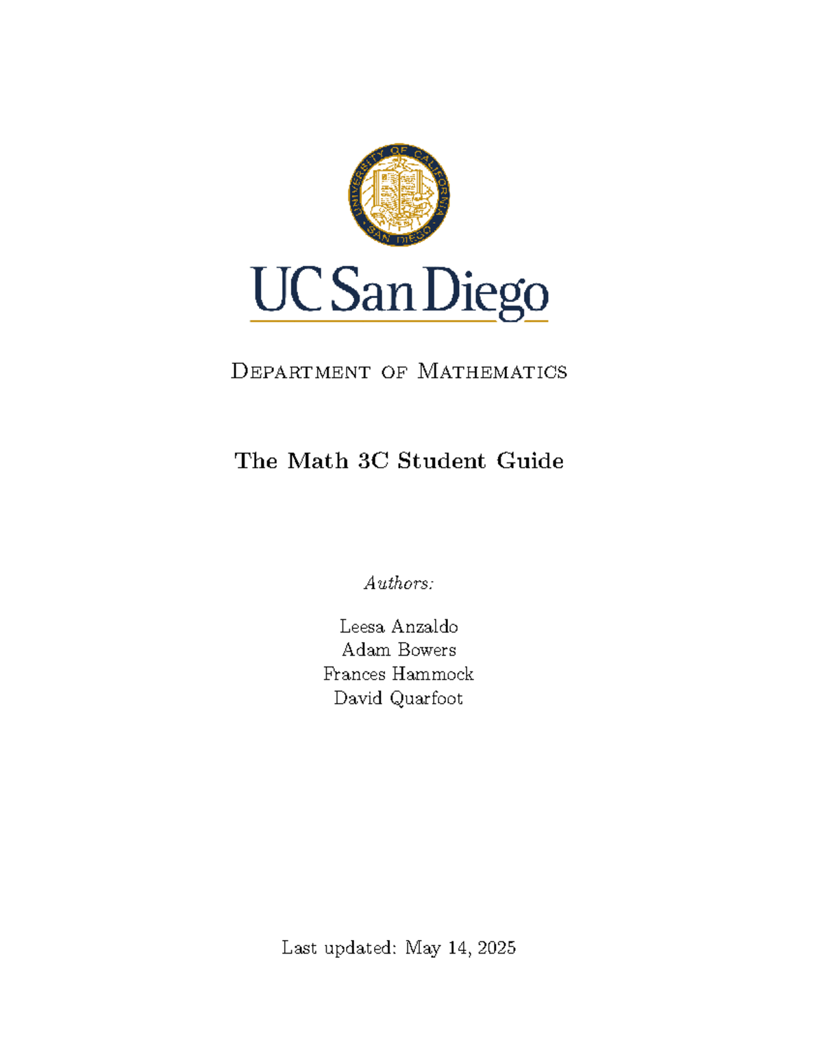 Math 3C Comprehensive Student Guide & Exam Prep Materials - Studocu