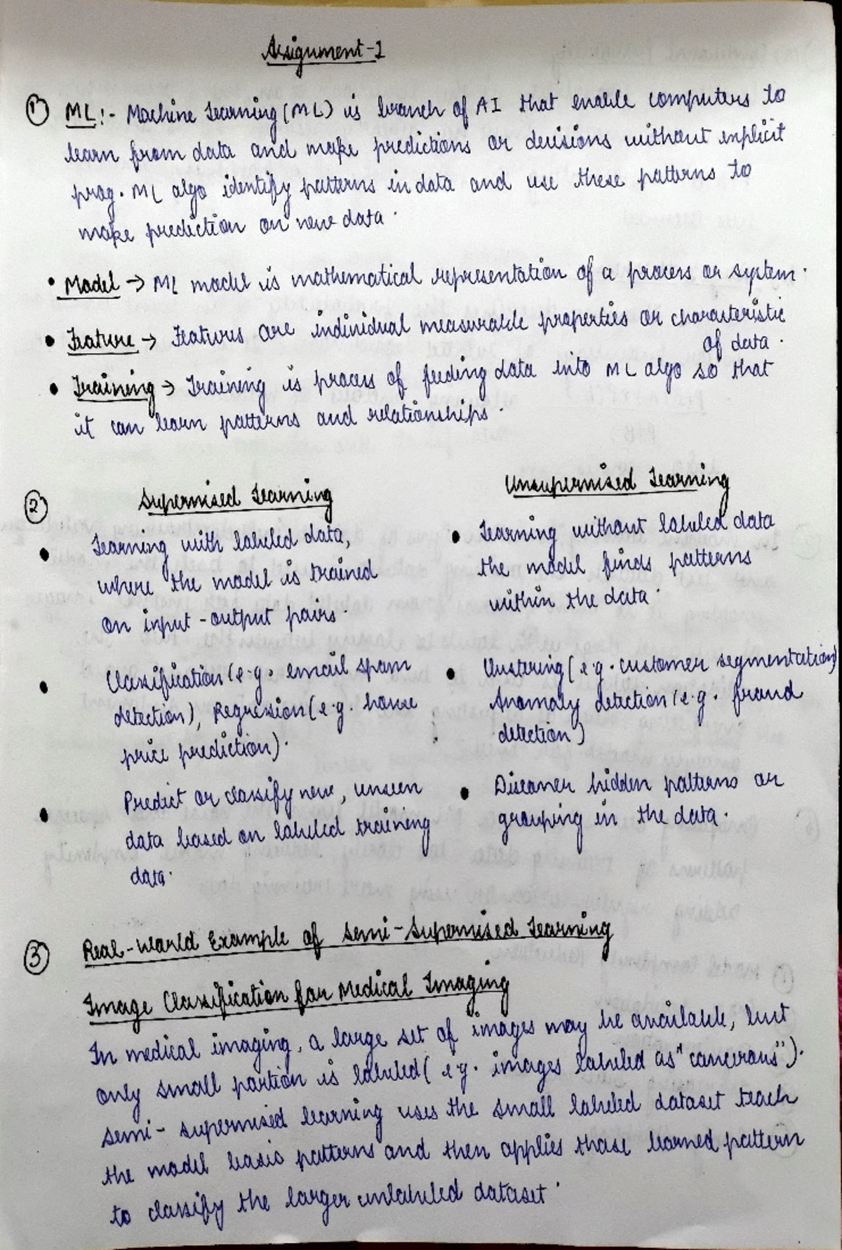 Machine Learning Assignment - 1 learn from data and make predictions or ...