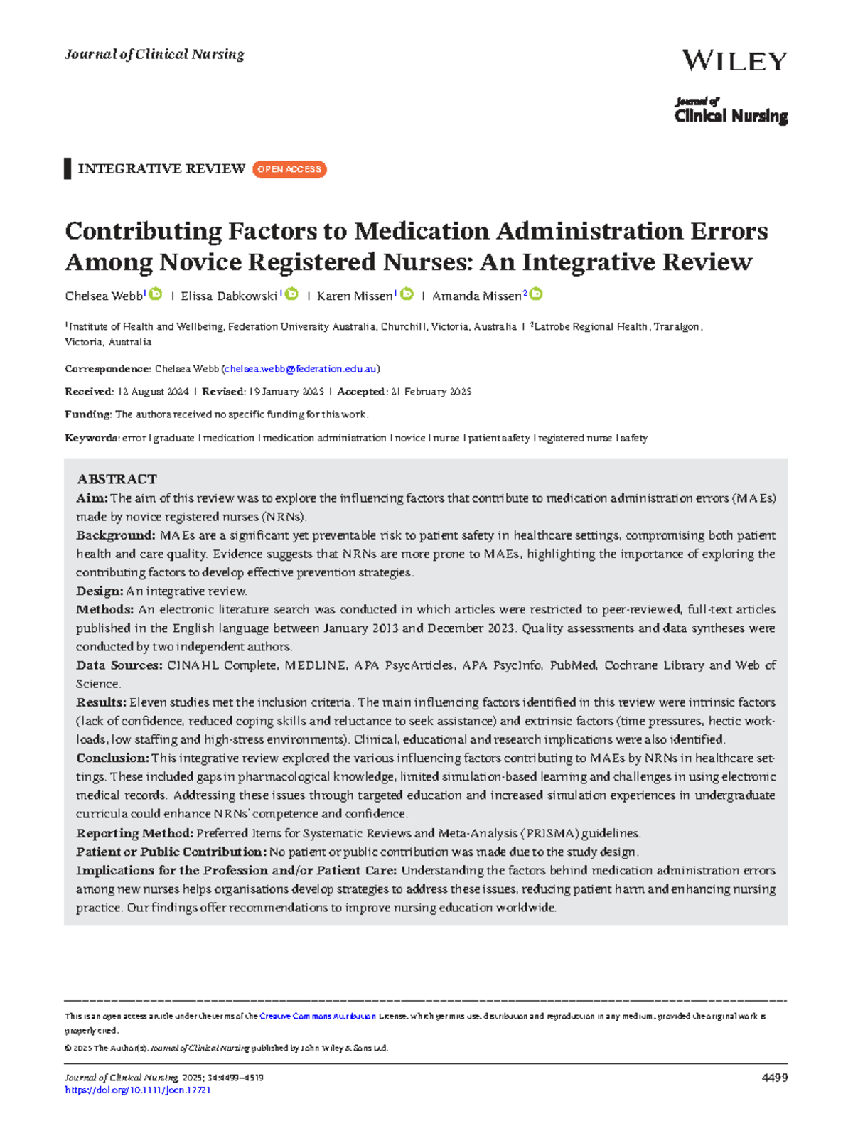 Contributing Factors to Medication Administration Errors Among Novice ...